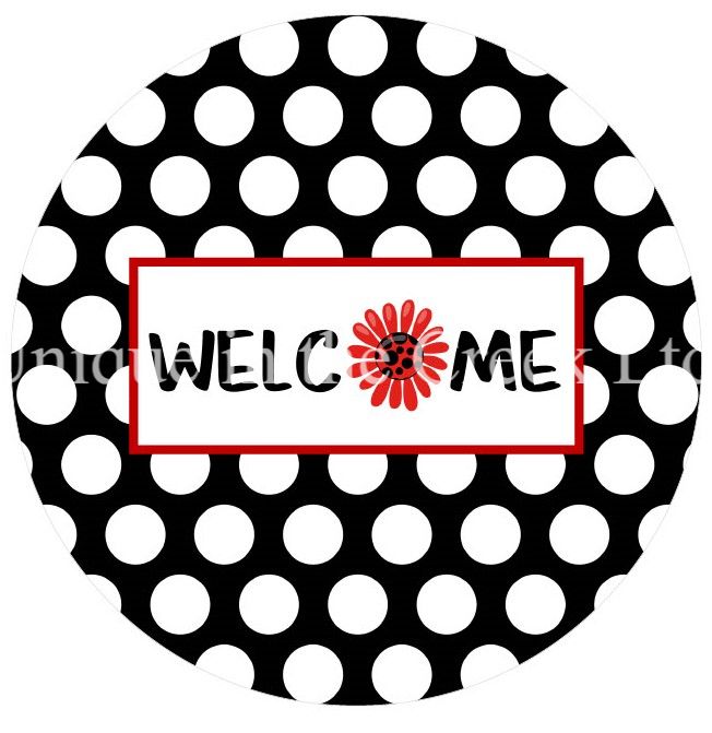 WREATH SIGN | 8" ALUMINUM | WELCOME | POLKA DOTS | LADYBUG | EVERYDAY
