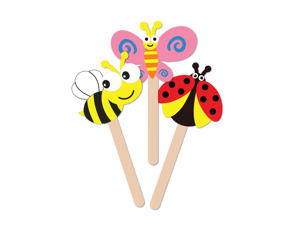 WREATH ACCENT | Foam Stick Puppets | 3 per / pkg Butterfly/Ladybug ...
