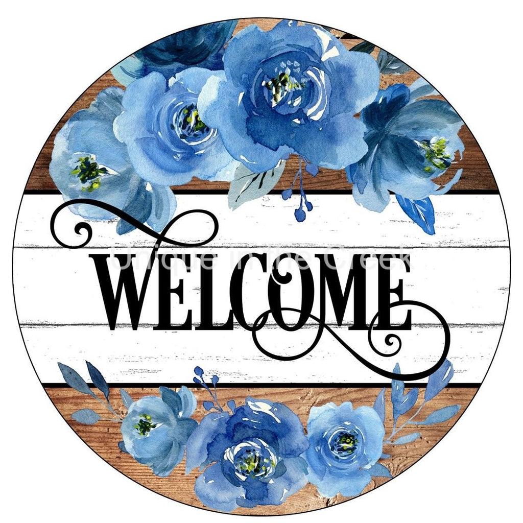 VINYL DECAL | WELCOME | BLUE ROSES | EVERYDAY