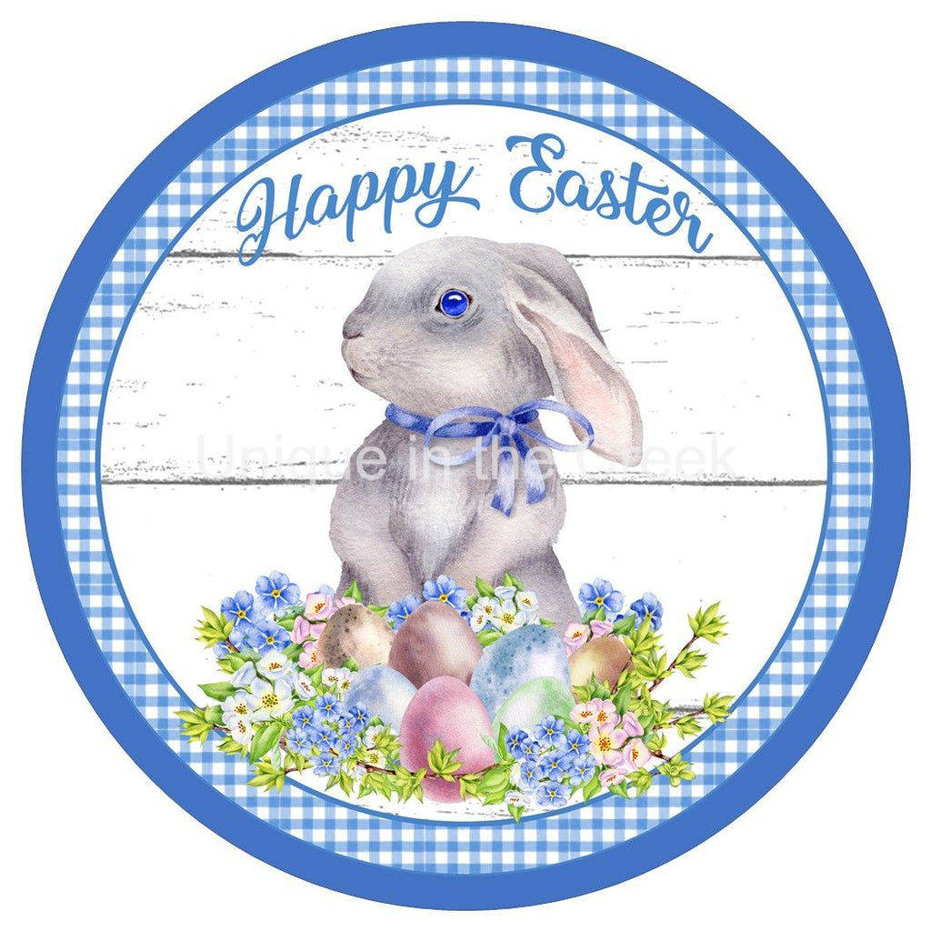 VINYL DECAL | HAPPY EASTER | BUNNY RABBIT | FLOWERS | EASTER