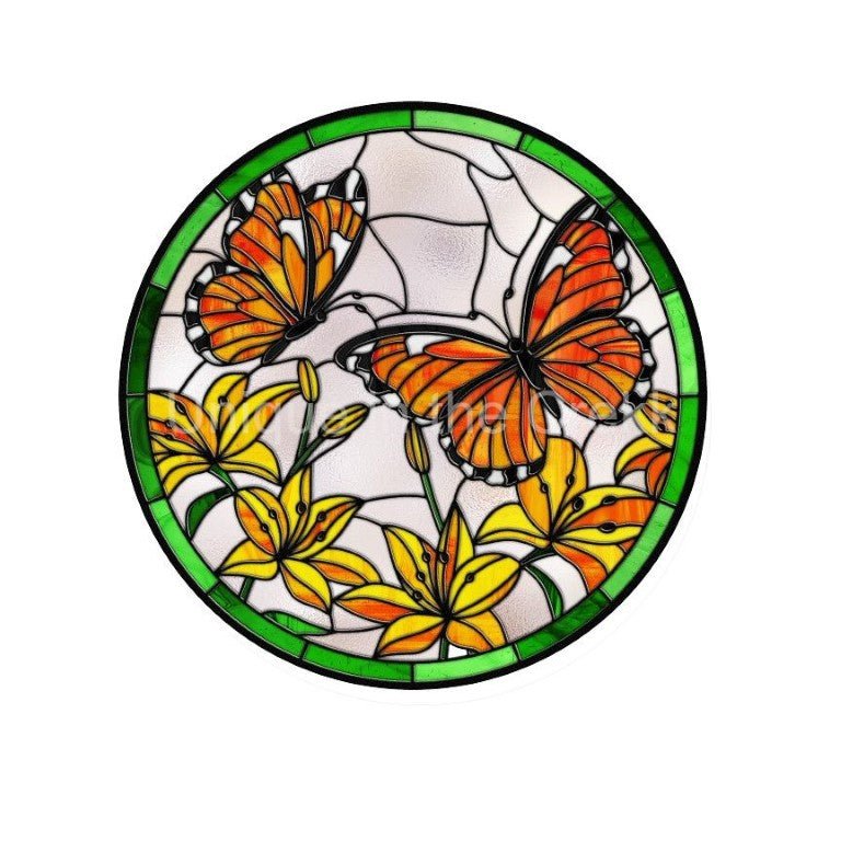 WREATH SIGN UITC | 6" ALUMINUM | MONARCH BUTTERFLIES | STAIN GLASS LOOK ...