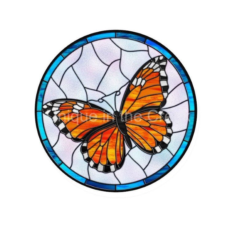 WREATH SIGN UITC | 6" ALUMINUM | SINGLE MONARCH BUTTERFLY | STAIN GLASS ...