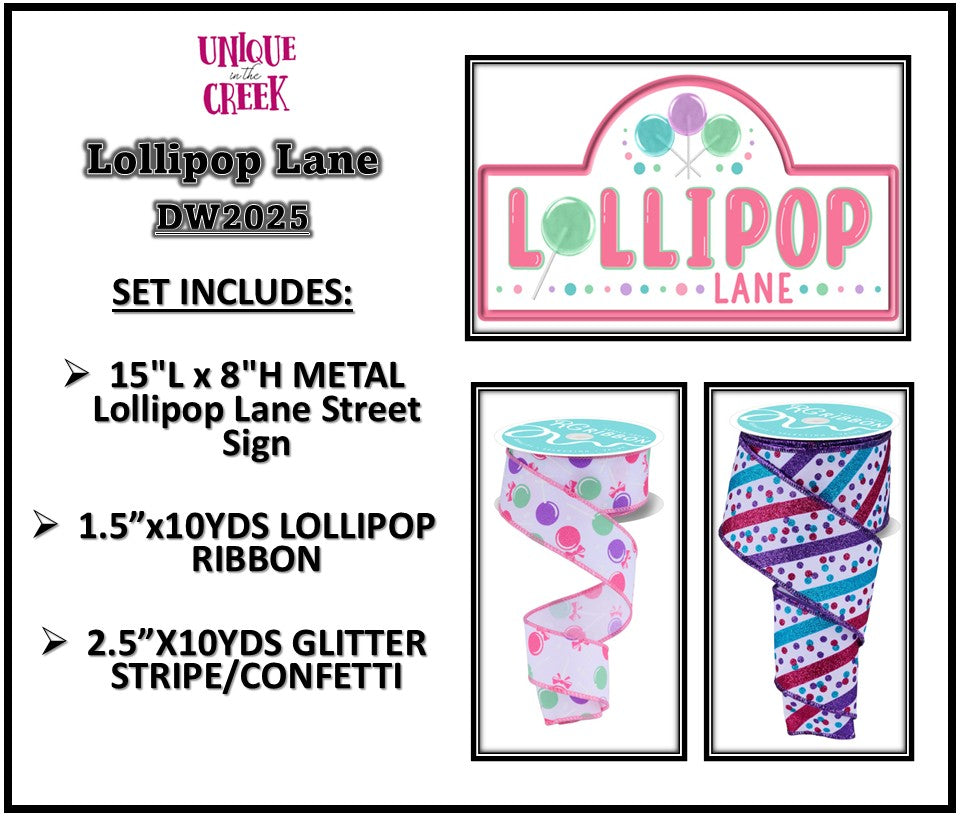 MATCHING SIGN/RIBBON SET | LOLLIPOP LANE | PASTEL COLORS | DW2025
