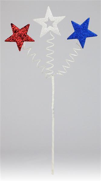 WREATH ACCENT | 17"L GLITTER STAR PICK X 3 | RED/WHITE/BLUE | HJ0016