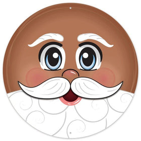 WREATH SIGN | 12"DIA METAL DARK SKIN TONE SANTA FACE SIGN | MD1492