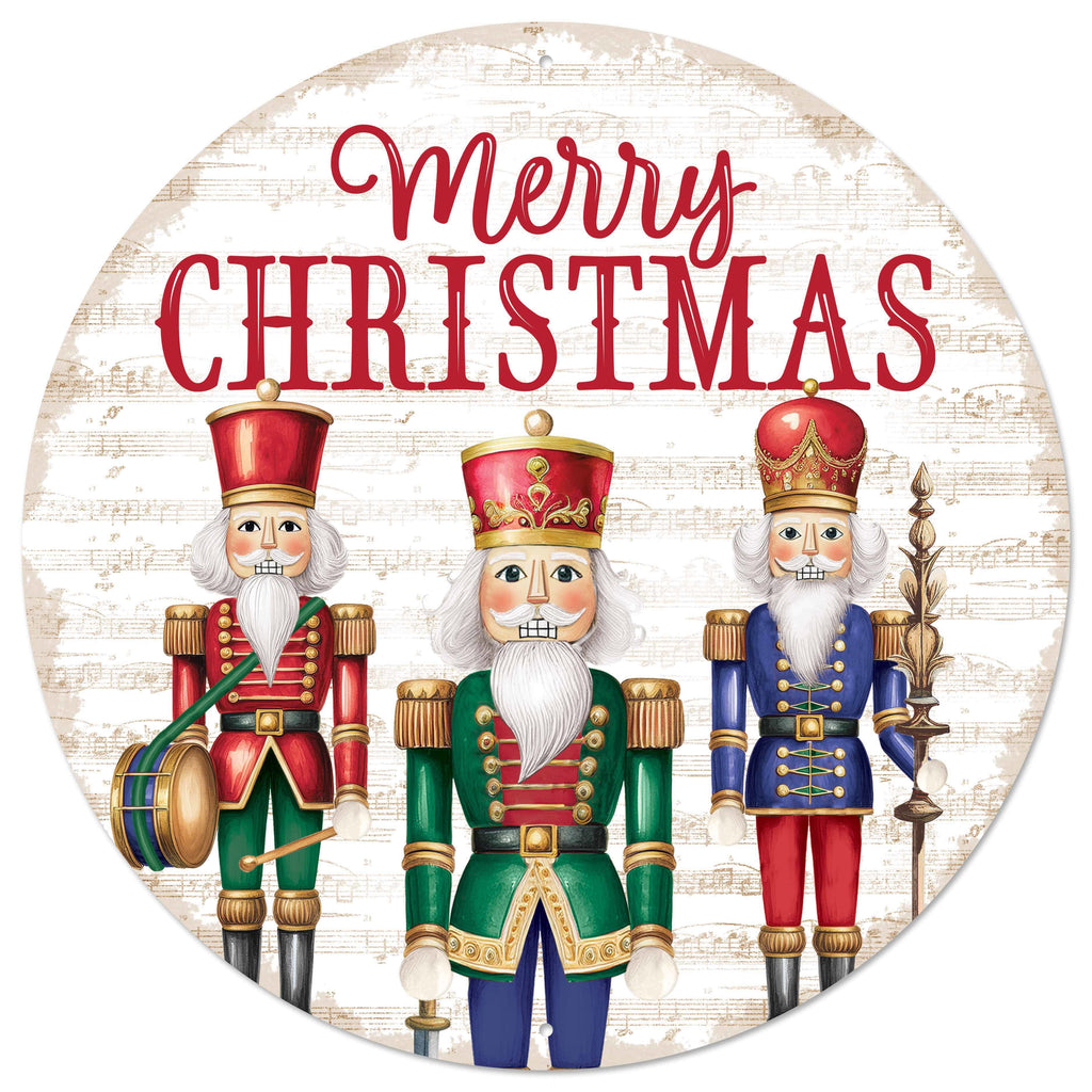 WREATH SIGN | 12"DIA METAL | GLITTER NUTCRACKER | MERRY CHRISTMAS ...