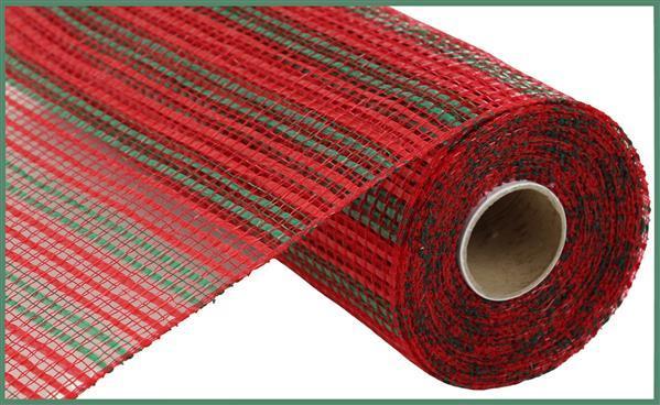 DECOMESH | 10.5"X10YD | HORIZONTAL WIDE STRIPE | RED/EMERALD | MESH ...