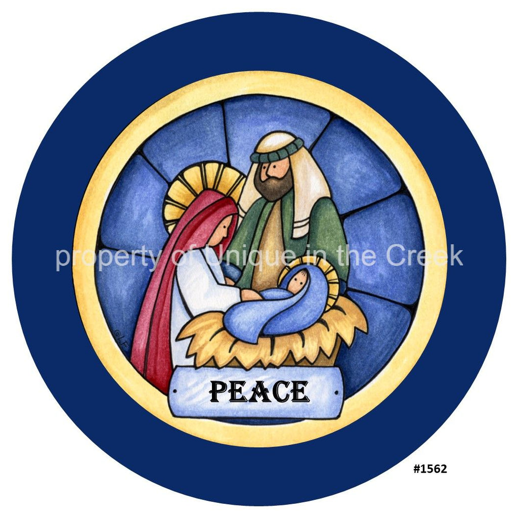 Vinyl Decal | Stained Glass Nativity | Peace | Christmas | Religious