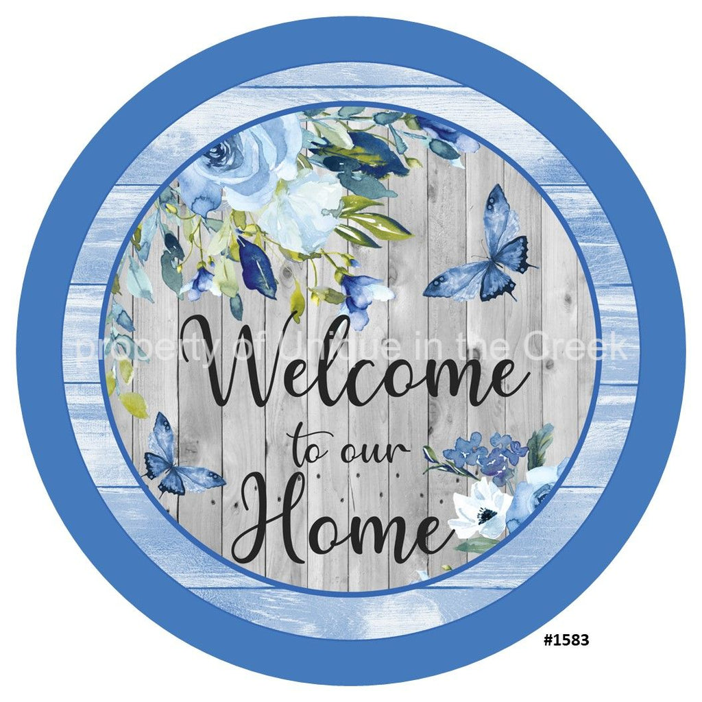 VINYL DECAL | WELCOME TO OUR HOME | BLUE ROSES | BUTTERFLIES | EVERYDAY ...