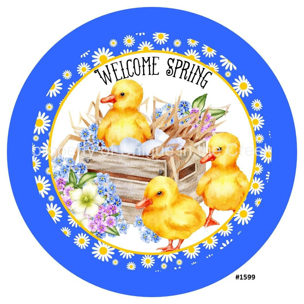 VINYL DECAL | WELCOME SPRING | CHICKS | FLOWERS | SPRING