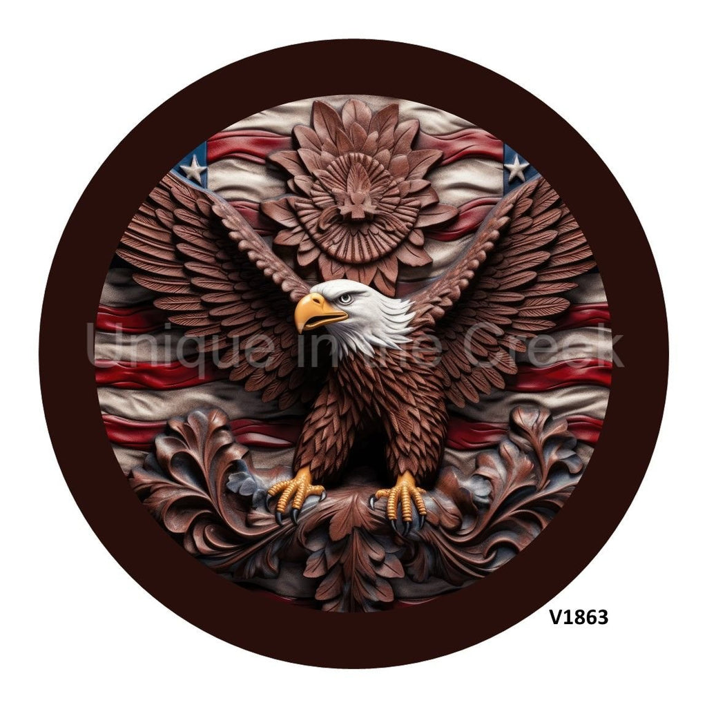 VINYL DECAL | EAGLE | WOOD CARVING | PARIOTIC | AMERICAN FLAG