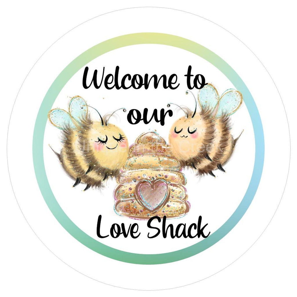 8" ALUMINUM WREATH SIGN | LOVE SHACK | BEES | HIVE | WELCOME | SPRING ...